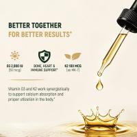 China Wholesale 10000 IU Vitamin D3 + K2 Liquid Drops with Organic MCT Carrier Oil - Private Label Ready for sale
