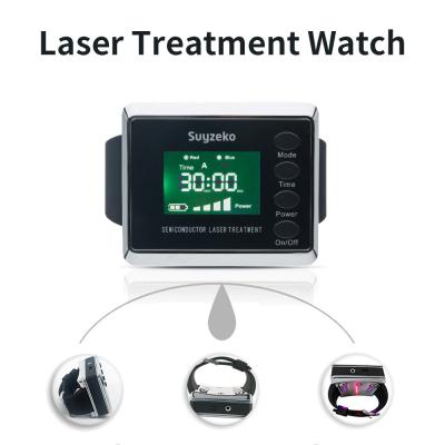 China Diabetes Cure Physical Therapy Equipment 650nm Cold Laser 450nm Blue LED Light Therapy Watch for sale
