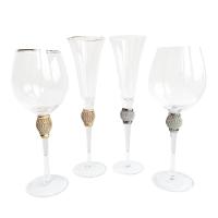 China Custom 220ml Gold Rim Diamond Studded  Champagne Glasses Flutes For Wedding  Party for sale