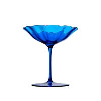 China 230ml Sapphire Blue Crystal Wine Glasses (Set of 7) Lead-Free Retro Goblets for Weddings for sale