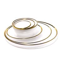 China Custom Hand Blown13 Inch Glass Charger Plate with Bowl set with Gold Rim Heavy Duty Durable for Dinner for sale