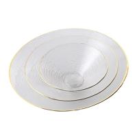 China Gold-Edged Textured Glass Plates | Bulk Wholesale | OEM Service | Wedding/Hotel Supply | Fast Fulfillment for sale