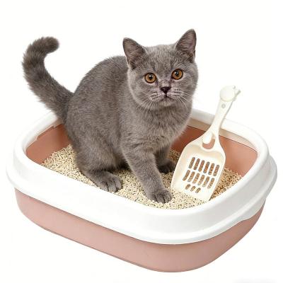 China Wholesale Extra Large Cat Litter Box, Durable Anti-Spill Low Entry Pet Litter Pan with Scoop for sale