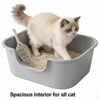 China BPA Free Open Top Cat Litter Box, Extra Large Easy Clean Litter Pan with Scoop for All Cats for sale