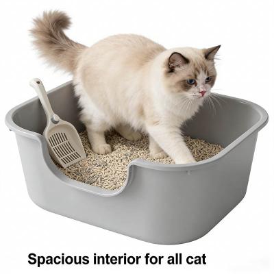 China BPA Free Open Top Cat Litter Box, Extra Large Easy Clean Litter Pan with Scoop for All Cats for sale