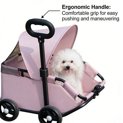 China Wholesale Foldable Pet Stroller, OEM ODM 4-Wheel Pet Trolley with Mesh Ventilation for Small Pets for sale