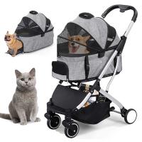 China Wholesale  Durable  Pet Stroller Foldable Lightweight 4-Wheel Safe Detachable OEM Dog Cat Travel Stroller for sale