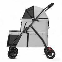 China Foldable Pet Stroller Detachable Carrier Shockproof Waterproof 4 Wheel Travel Cart for Dog Cat B2B for sale