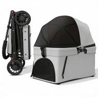 China Bulk Foldable Pet Stroller | 4-Wheel Dog Cat Travel Stroller with Basket | Wholesale for Pet Retailers for sale