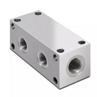 China Customized 4 Port Manifold Block CNC Machined Aluminum Hard Anodized Silver ISO13485 AS9100 Certified for sale