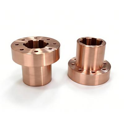 China Machined CNC Turning Parts Copper Spline Flange Bushing Precision Drive Transmission Sleeve for sale
