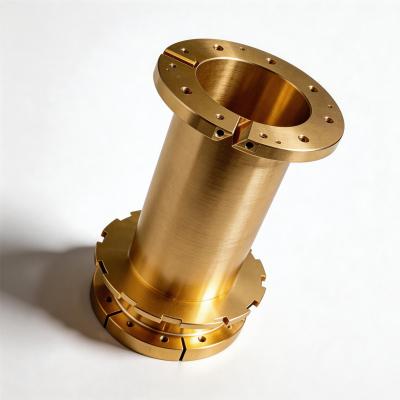 China High Precision CNC Copper Parts Alloy Brass CNC Machined Flange Sleeve Cylindrical Connector Component for sale