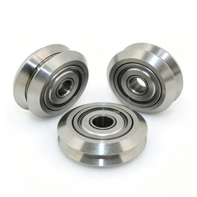 China OEM Stainless Steel Cnc Machining Parts V‑Groove Guide Roller With Bearing For Automation Equipment for sale