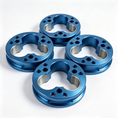 China Precision Cnc Turning Milling Part Aluminum Flange Plate Blue Anodizing for sale