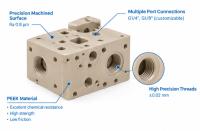 China Smooth PEEK Hydraulic Manifold Block CNC Machined High Performance Engineering Plastic Valve Block for sale