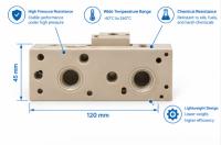 China Smooth PEEK Hydraulic Manifold Block CNC Machined High Performance Engineering Plastic Valve Block for sale