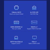 China Intel Celeron J6412 Quad Core 4 Thread 6 LAN Linux 1U Server With Console And Fan for sale
