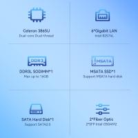 China 3865U 1U Server 6 LAN 2 Fiber Optic Linux Firewall Router Server With Fan for sale