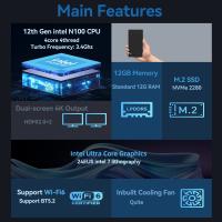 China 4K Dual Display Single LAN N100 Mini Computer Intel 12th Gen Mini PC for sale