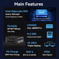 China Intel Alder Lake N95 Intel Mini PC LPDDR5 12GB RAM With Dual LAN And 4K HD For Office for sale