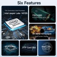 China Portable Intel Celeron N5105 2.5 GbE Mini PC With 4K Dual HD Display for sale