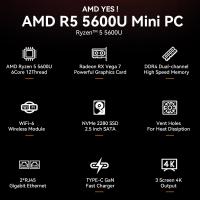 China AMD Ryzen 5 5600U Mini PC Hexa Core PC Dual Ethernet Dual Channel DDR4 For Gaming for sale