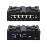 China Celeron J6412 6GbE LAN Firewall Mini PC With MSATA SSD 32GB RAM Black Firewall Router for sale