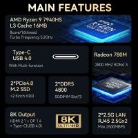 China AMD R9 7940HS Mini Gaming PC With HDMI DP M.2 2280 NVMe SSD And DDR5 64G for sale