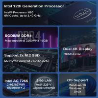 China Intel Alder N Lake N95 Mini Computer Dual HDMI Single LAN DDR4 16G Mini Portable PC for sale