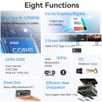 China Intel Core I9 12900HK DDR4 Mini PC With Fan And Two HDMI Support 4K HD Display for sale