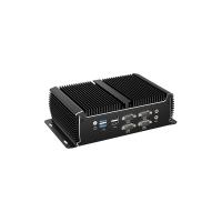 China Black Fanless Industrial PC Mini Computer Intel Core Dual LAN Dual Display Asynchronous Output 1135G7U for sale