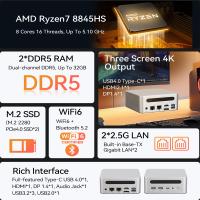 China AMD Gaming PC R7 8845HS Mini PC Dual LAN Dual DDR5 And USB 4.0 for sale