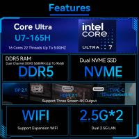 China Intel Core Ultra 7 165H Mini PC With Dual DDR5 Up To 96GB Linux And Dual LAN for sale