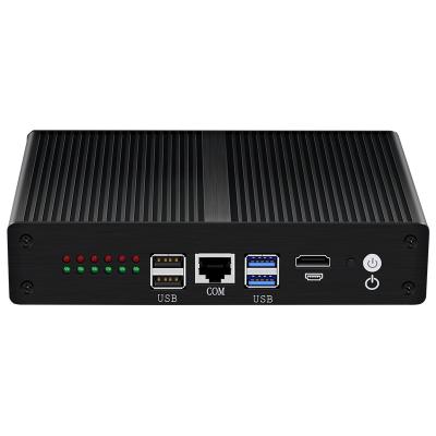 China Intel Pentium 4405U Mini PC Router With 6 Ethernet Black Aluminum Chassis for sale