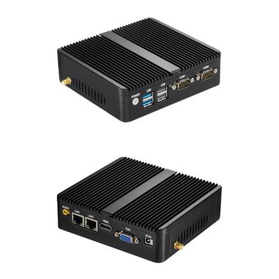 China Dual Ethernet Dual COM Industrial Fanless PC Windows 10 Linux Mini Desktop for sale