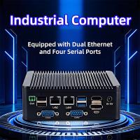 China Industrial Mini PC With Intel AlderLake N100 Processor Dual LAN Ports 4 Serial Ports 1 HD-MI 6 USB Ports DDR4 Fanless Computer for sale
