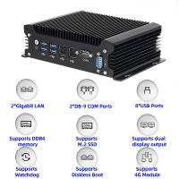 China Industrial Fanless Pc Intel Core I5 10310U Processor 2 GbE RJ45 Realtek 8111H LAN 2 DB9 COM Win10 WES10 LINUX Mini Computer for sale