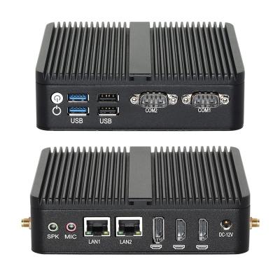 China J6412 Processor Mini Fanless PC DDR4 Dual LAN Dual COM RS232 Triple Display for sale
