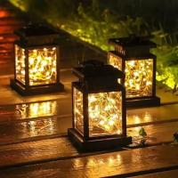 China Hanging Lantern Lamp Flower Waterproof Outdoor Decoration Garland Fairy Solar Garden Courtyard Palace Lights for sale