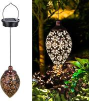 China Hanging Outdoor Solar Light IP44 Waterproof Solar Garden Light Metal Forged Retro Lantern for sale