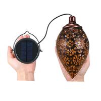 China Hanging Outdoor Solar Light IP44 Waterproof Solar Garden Light Metal Forged Retro Lantern for sale