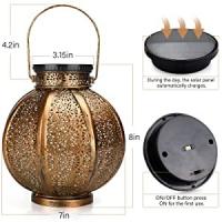 China 3500K Large Outdoor Solar Lanterns Metal Retro Hanging Solar Lamp for sale