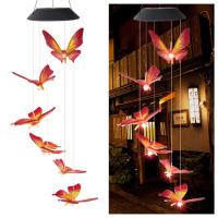 China DC6V Solar LED Garden Lights 80lm Hummingbird Wind Chime for sale
