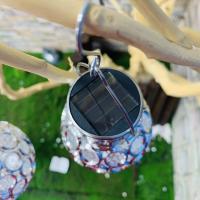 China Solar garden light new hollow decorative hanging ball led light glass ball for sale