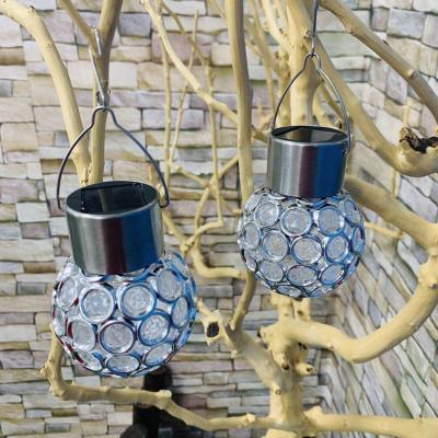 China Solar garden light new hollow decorative hanging ball led light glass ball for sale