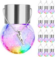 China Outdoor Decorative Cracked Glass Ball Light Solar Waterproof Ball Light With Handle for sale