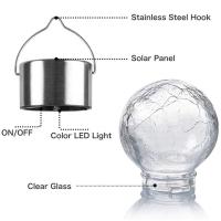 China Outdoor Decorative Cracked Glass Ball Light Solar Waterproof Ball Light With Handle for sale