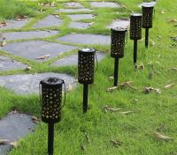 China Iron Hollow Solar Lanterns For Outside Star Moon Retro Light Terrace Path Decoration IP66 for sale