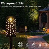 China Iron Hollow Solar Lanterns For Outside Star Moon Retro Light Terrace Path Decoration IP66 for sale