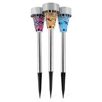 China 2V 40mAh Stainless Steel Mosaic Solar Garden Lights Stained Glass for sale